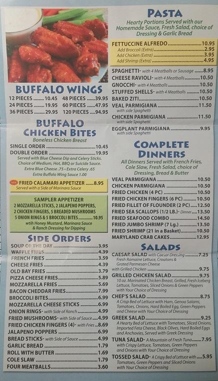 Menu at Gus's Pizzeria Woodstown, Inc., Woodstown