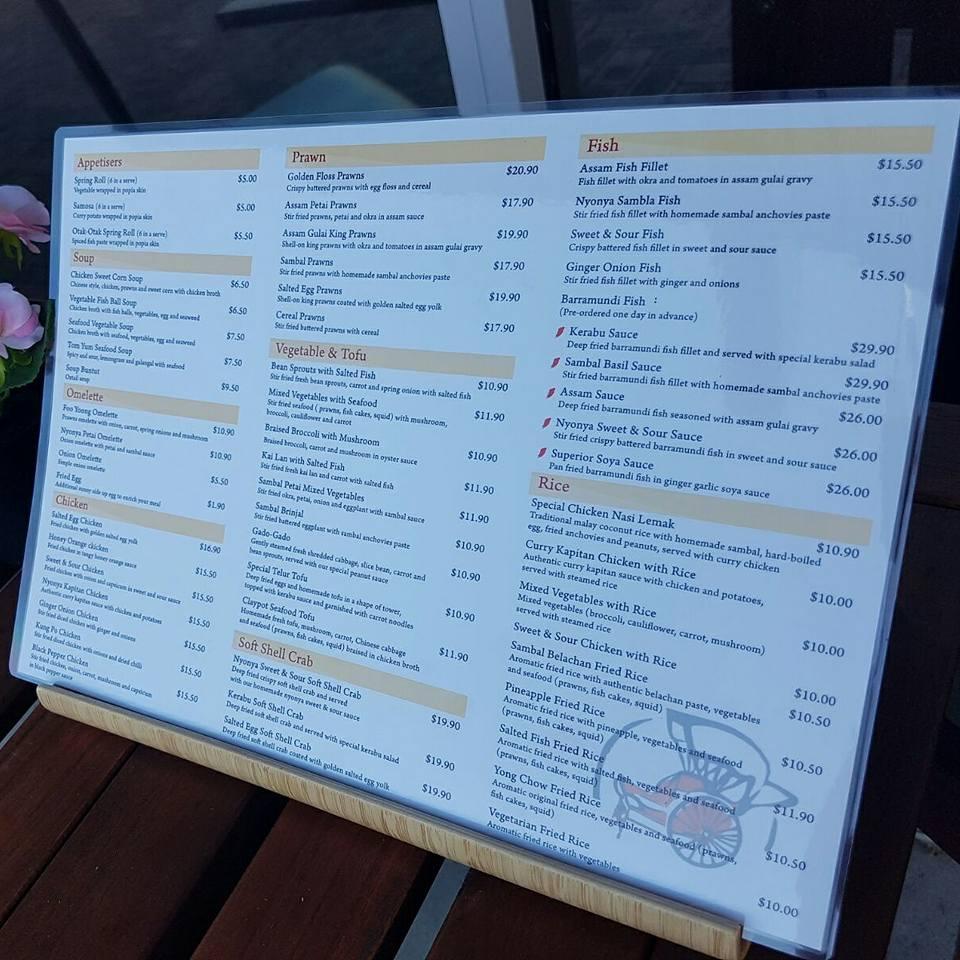 Menu at Penang Village Malaysian Delights restaurant, East Victoria Park