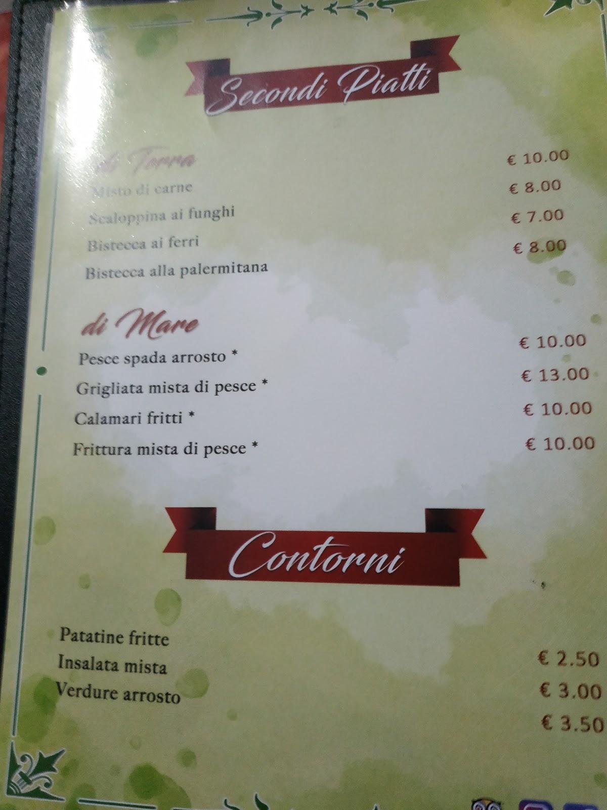 Menu at Pizzeria Rosticceria La Giara, Siculiana