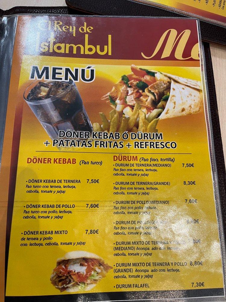 Carta del restaurante El Rey del Istanbul, Valencia