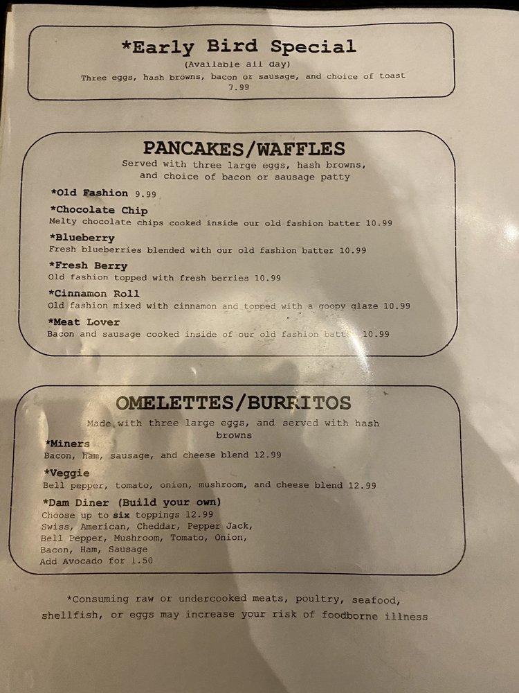 Menu at Mohave Diner Mining Company "That Dam Diner" restaurant ...