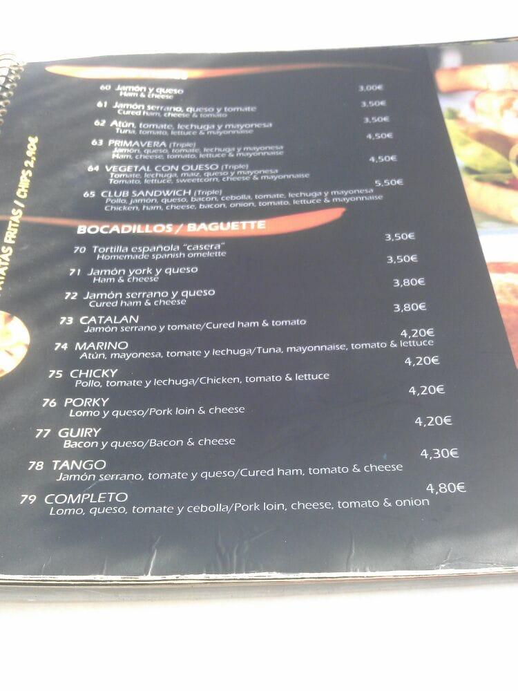 Menu at Bar restaurante TANGO., Calp, Av. Juan Carlos I