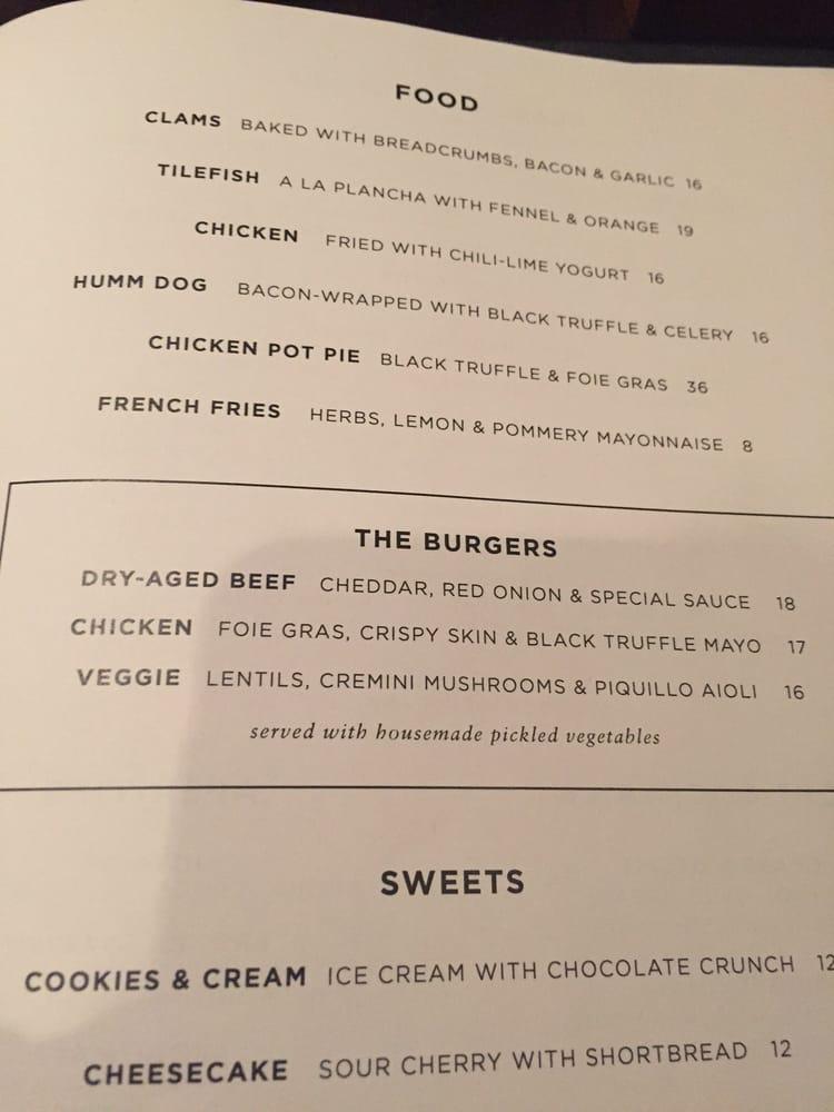 Menu at The NoMad Bar, New York City, 10 W 28th St
