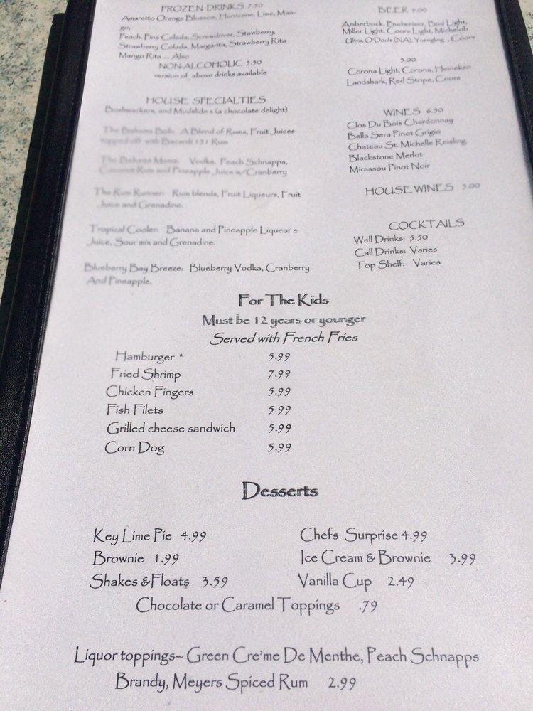 Menu at Bahama Bob's Beach Side Cafe, Gulf Shores