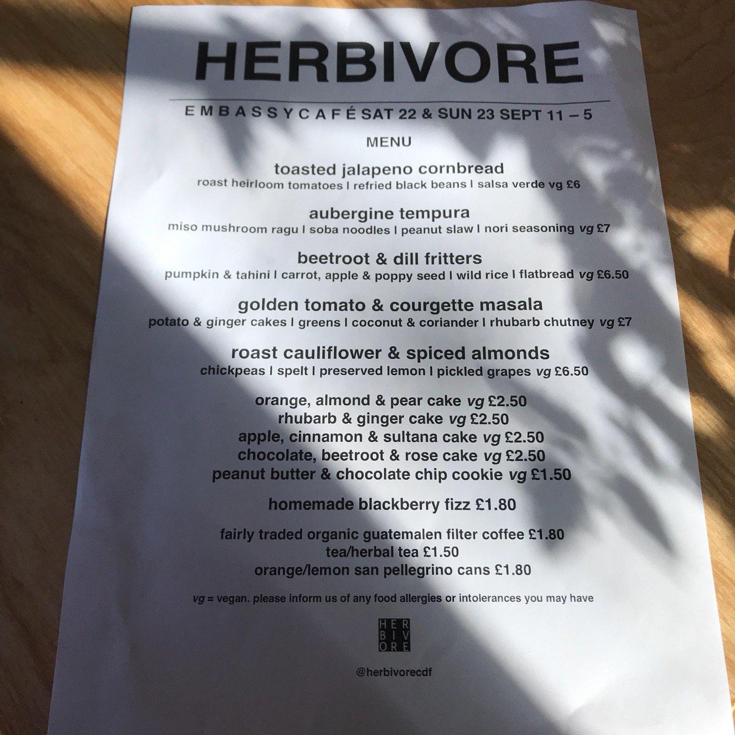 Menu at Embassy Cafe, Cardiff