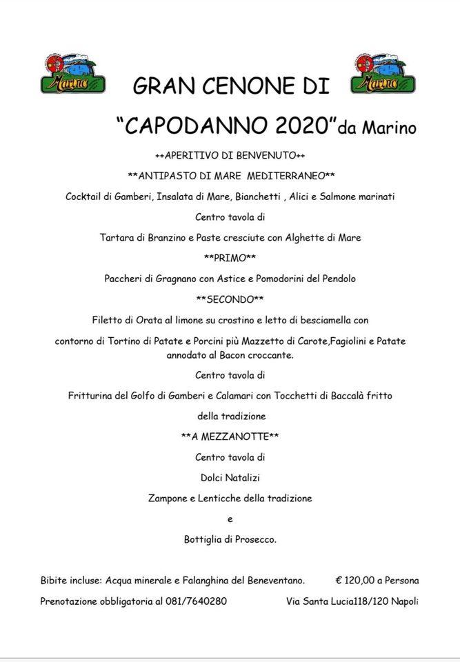 Menu da Ristorante Pizzeria da Marino, Napoli, Via Santa Lucia 118/120