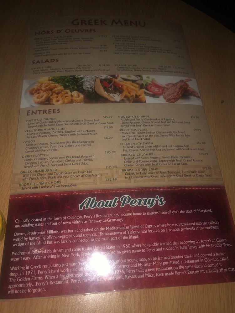 Menu at Perry's Restaurant, Odenton