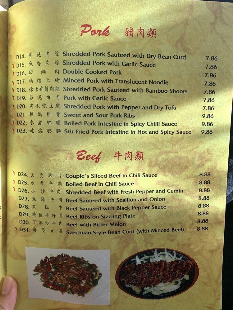 Menu at Tao's restaurant, Middletown