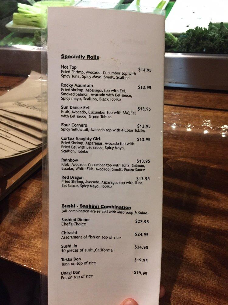 Menu at Thai Cortez restaurant, Cortez