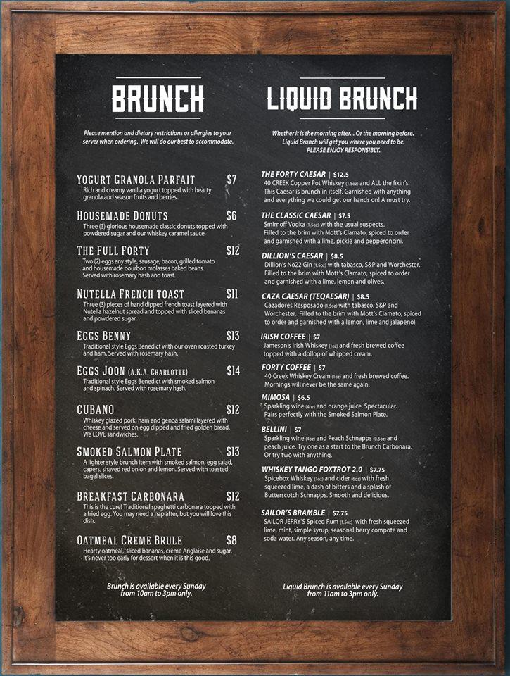 Menu at The Forty Public House, Grimsby