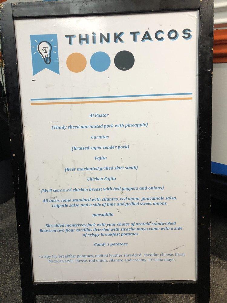 Menu at Think Tacos (Food Truck) restaurant, Houston