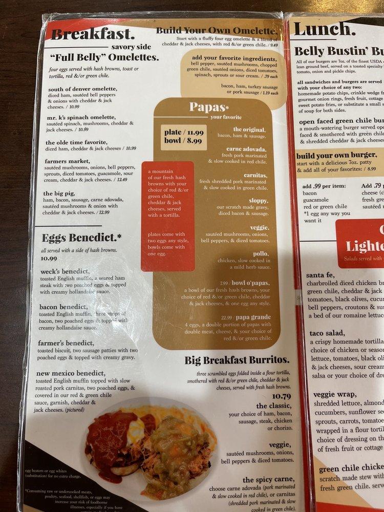 Menu at Weck's restaurant, Rio Rancho, Rio Rancho Blvd SE