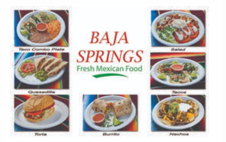 Menu at Baja Springs restaurant, Palm Springs, N Sunrise Way