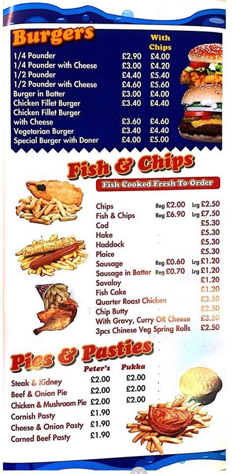 Menu at. fast food, Risca