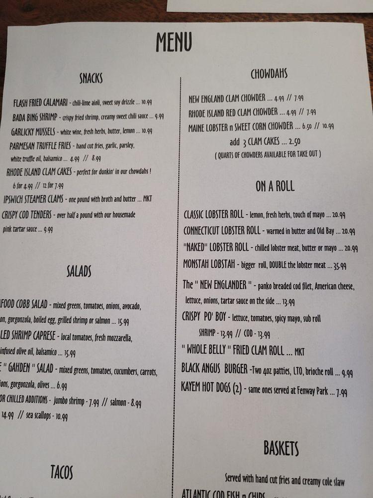 Menu at Cape Cod Fish Co restaurant, Fort Myers