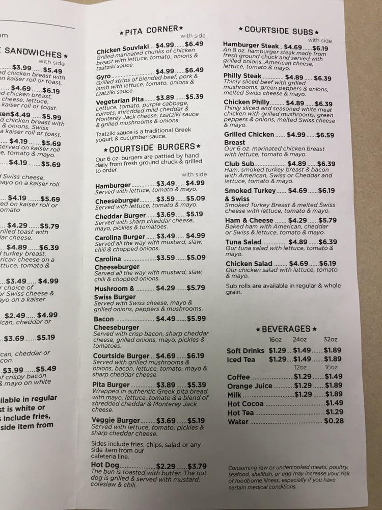Menu at Courtside Cafe, Winston-Salem