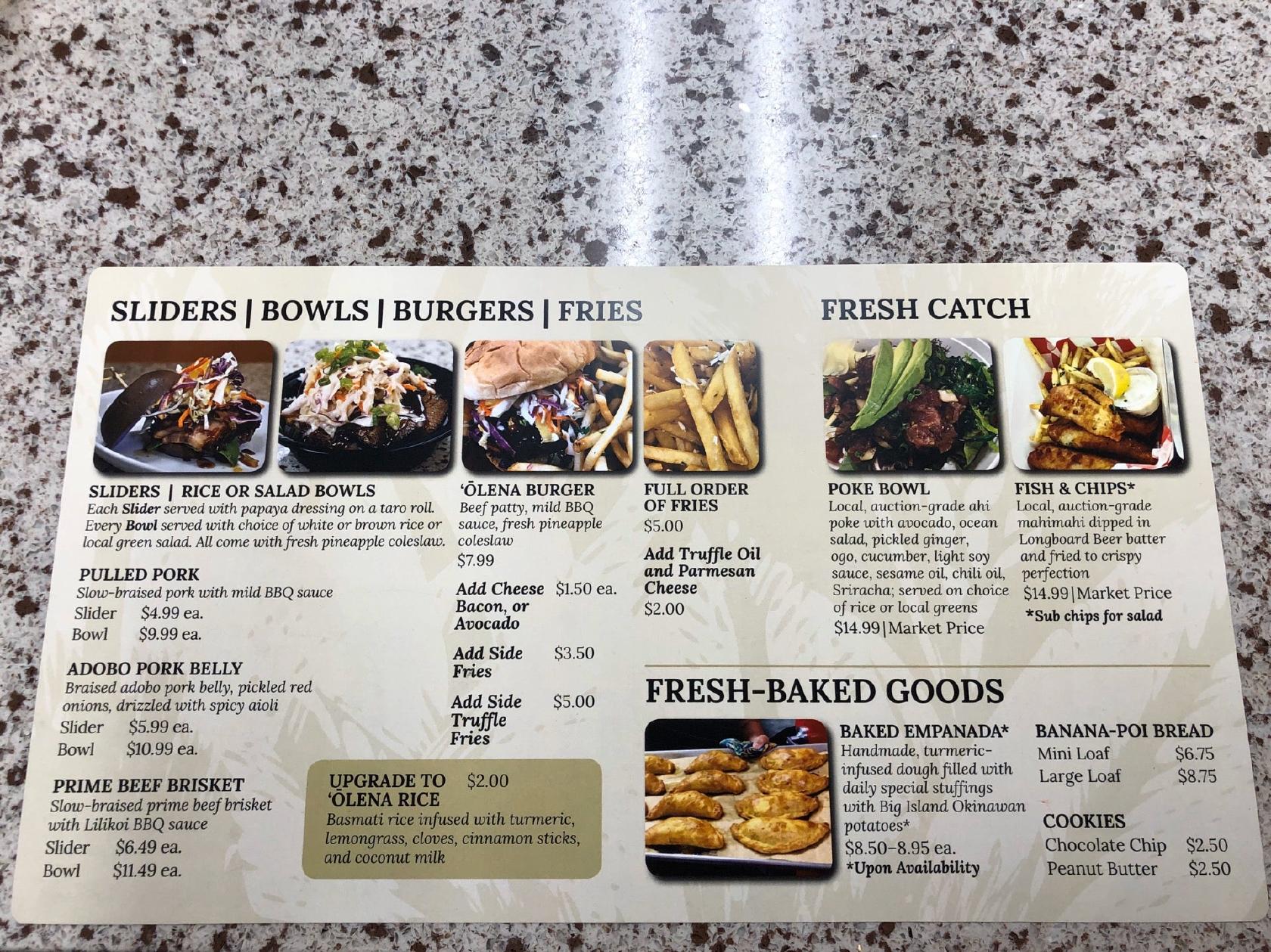 Menu at ‘Ōlena by Chef Ron Simon restaurant, Honolulu