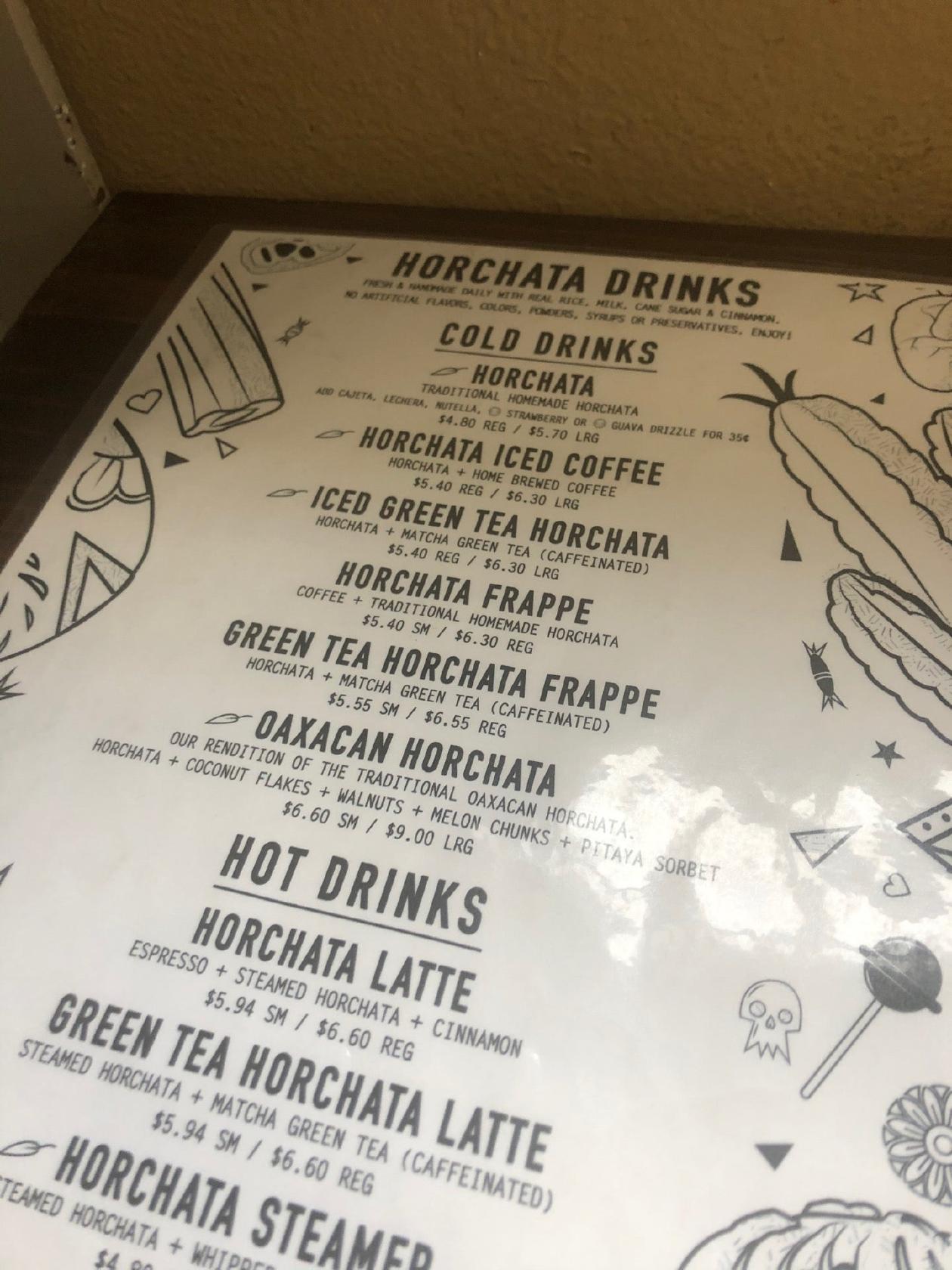 Menu at Horchateria Rio Luna desserts, Paramount, Paramount Blvd