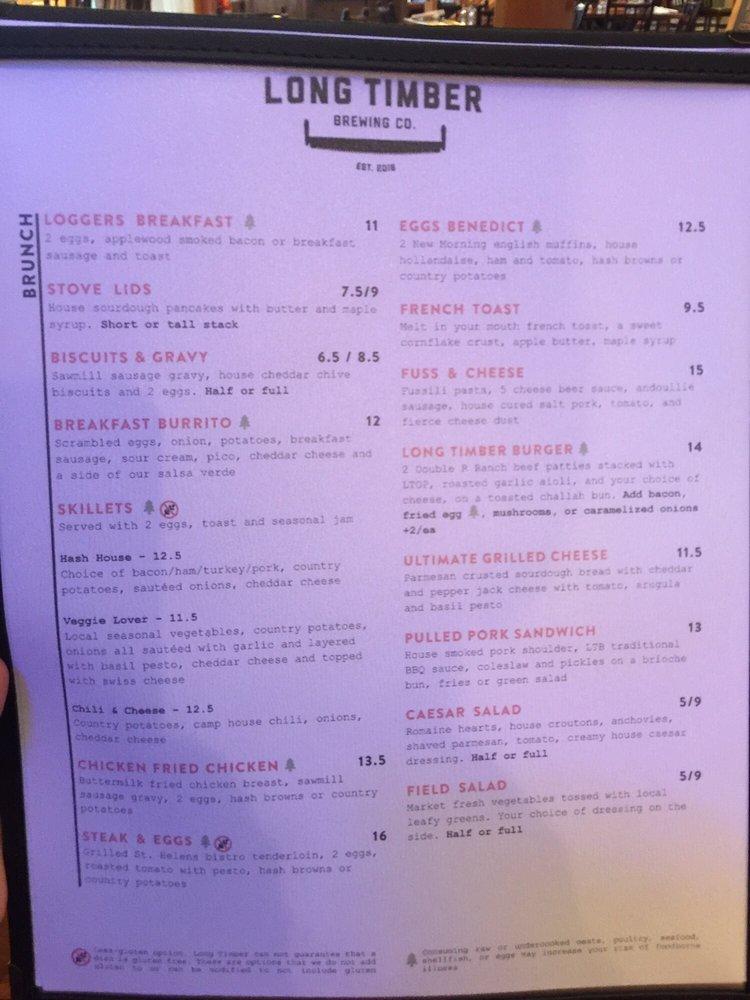 Menu at Long Timber Brewing pub & bar, Monroe