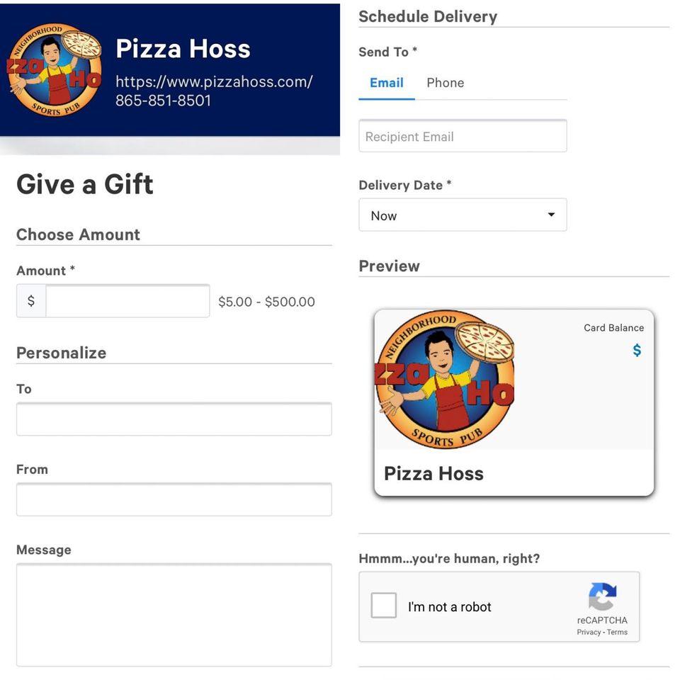 Menu at Pizza Hoss in Karns desserts, Knoxville, Oak Ridge Hwy