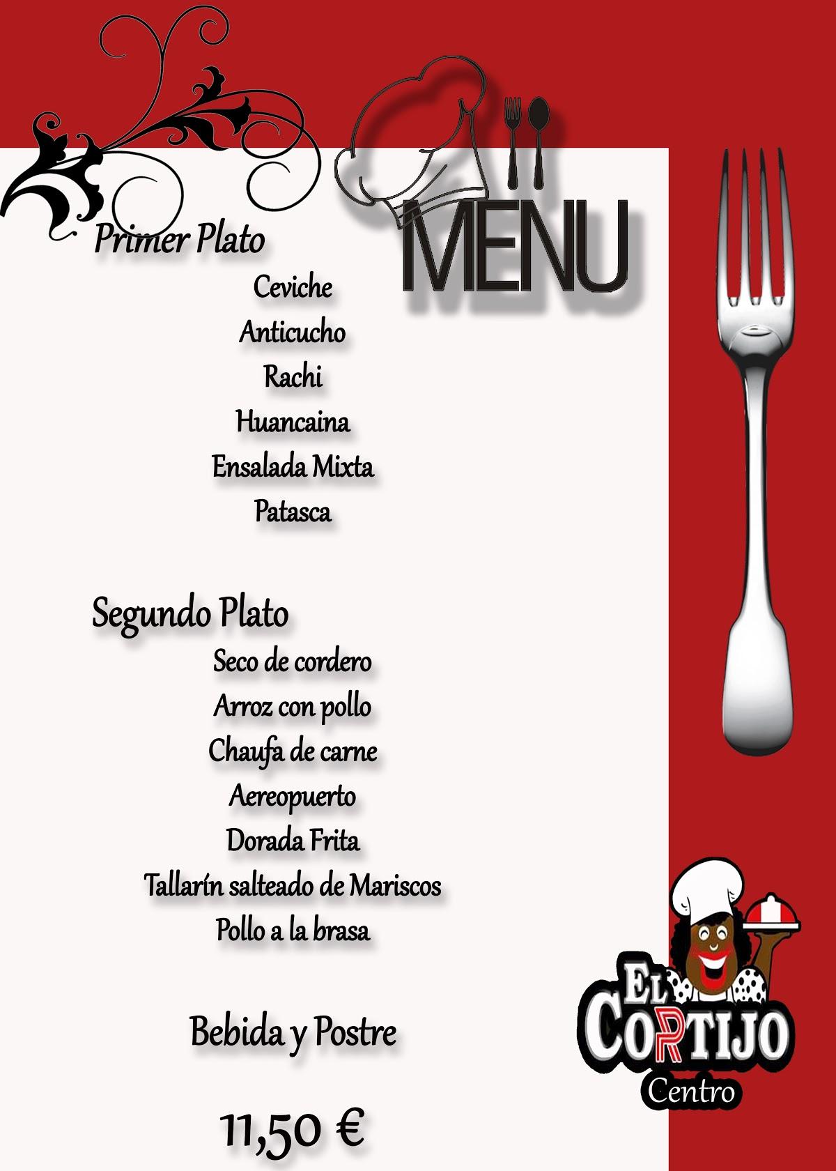 Menu at Restaurante Peruano el Cortijo centro, Madrid