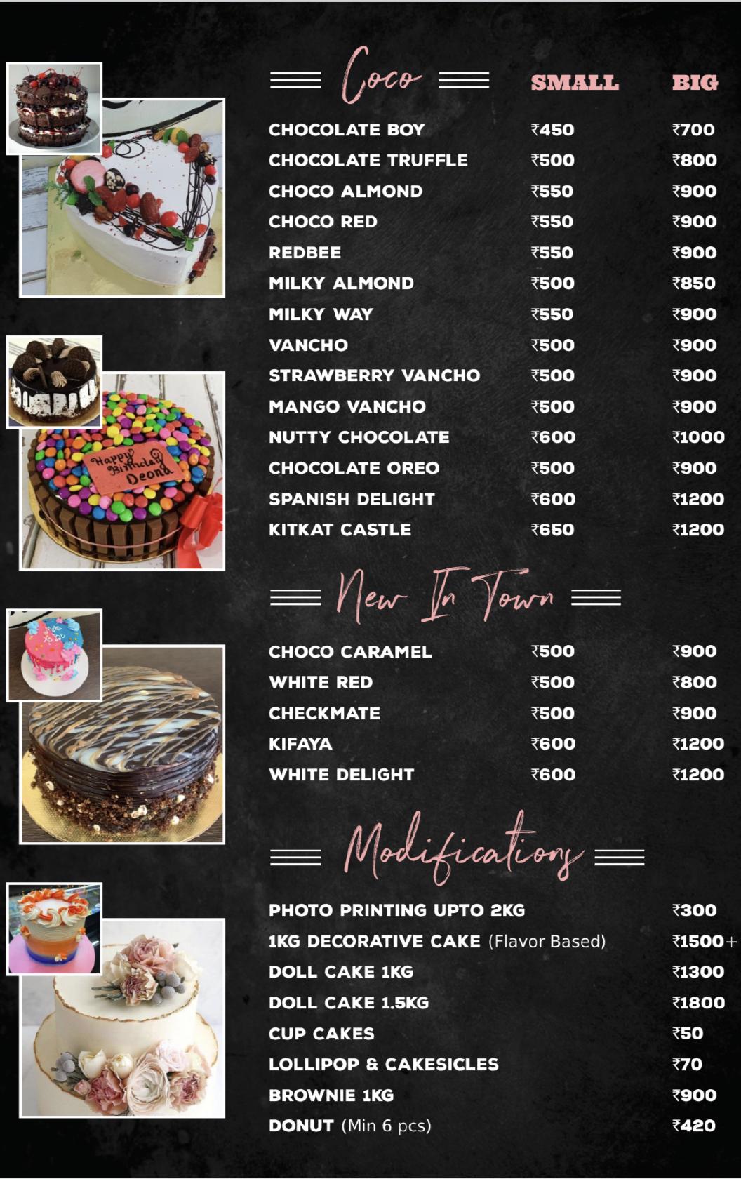 Menu at Temptations The Cake Shop, Kochi, Parippu Junction