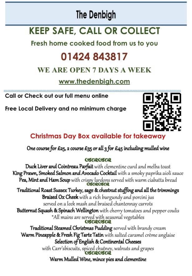 Menu at The Denbigh pub & bar, Bexhill