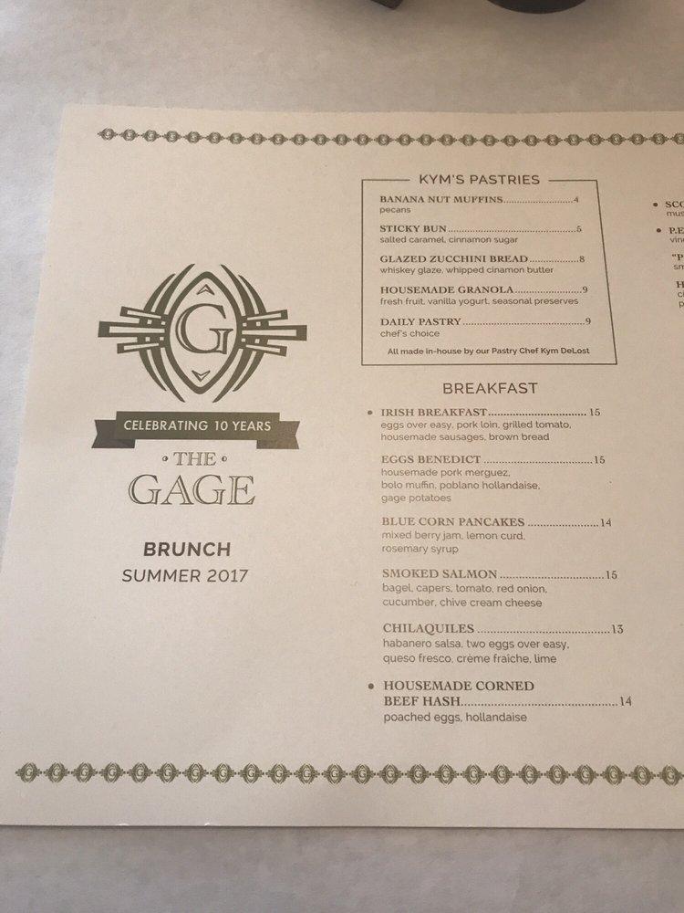 Menu at The Gage pub & bar, Chicago