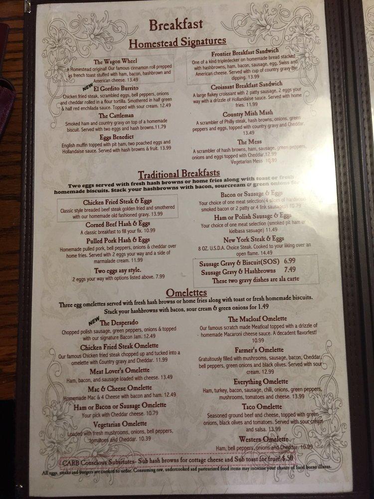 Menu at Homestead Restaurant & Bakery, Tacoma