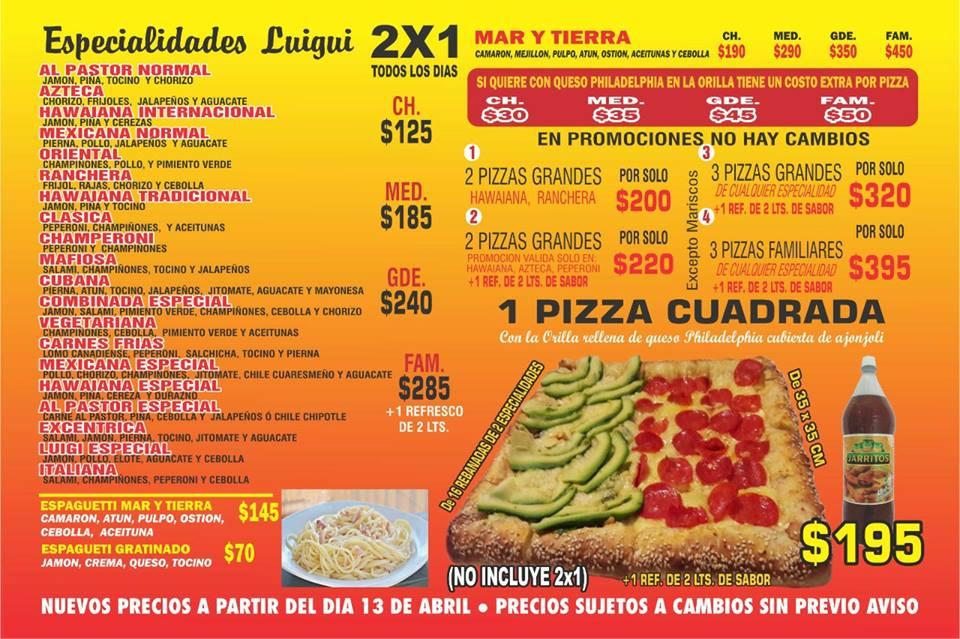 Carta del restaurante Pizzas Ricky, Ciudad del México, Av. 4 358