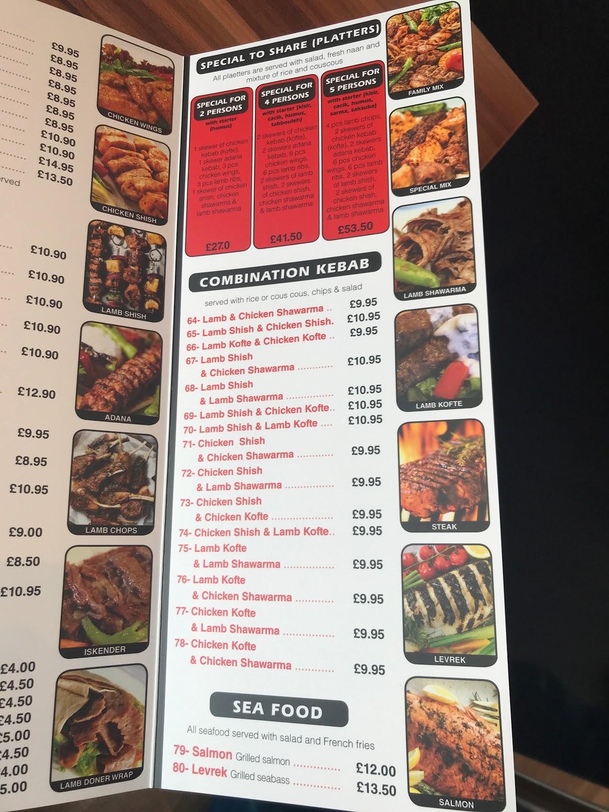 Menu at Yara Restaurant, Leicester
