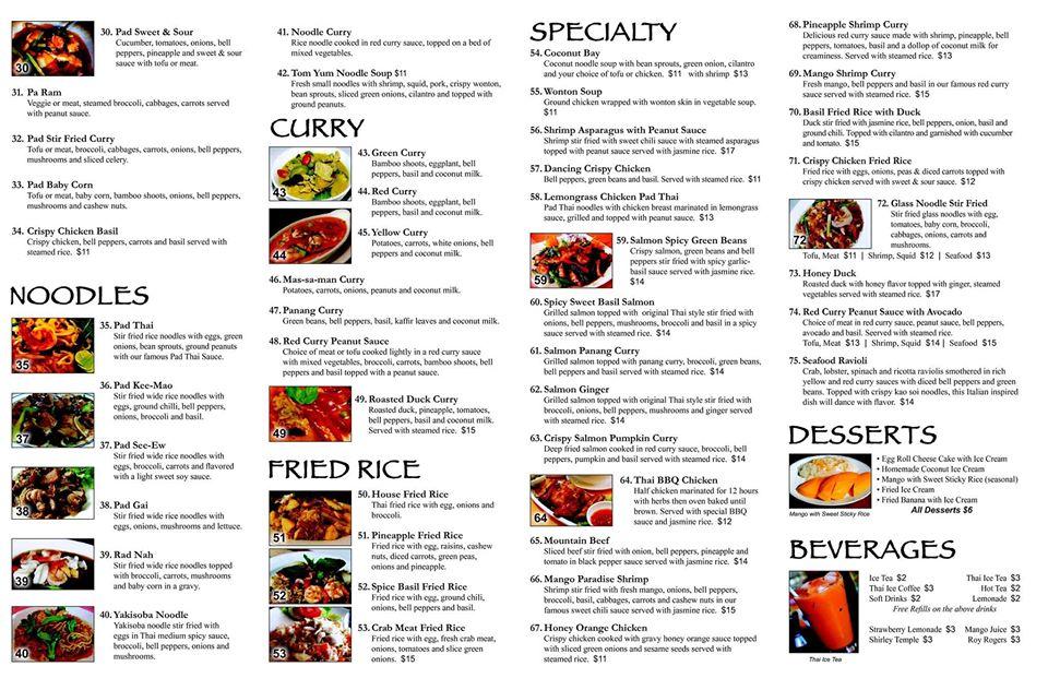 Menu at 9 Thai Restaurant, Klamath Falls