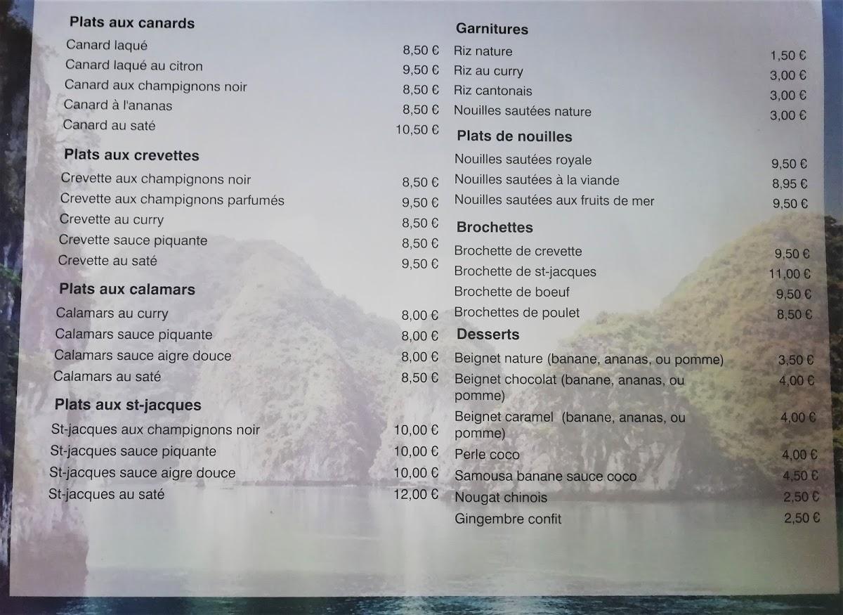 Menu au Kinh Do restaurant, Quimperlé