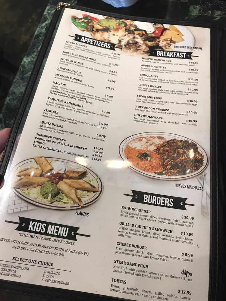 Menu at Patron Mexican Bar & Grill, Camarillo