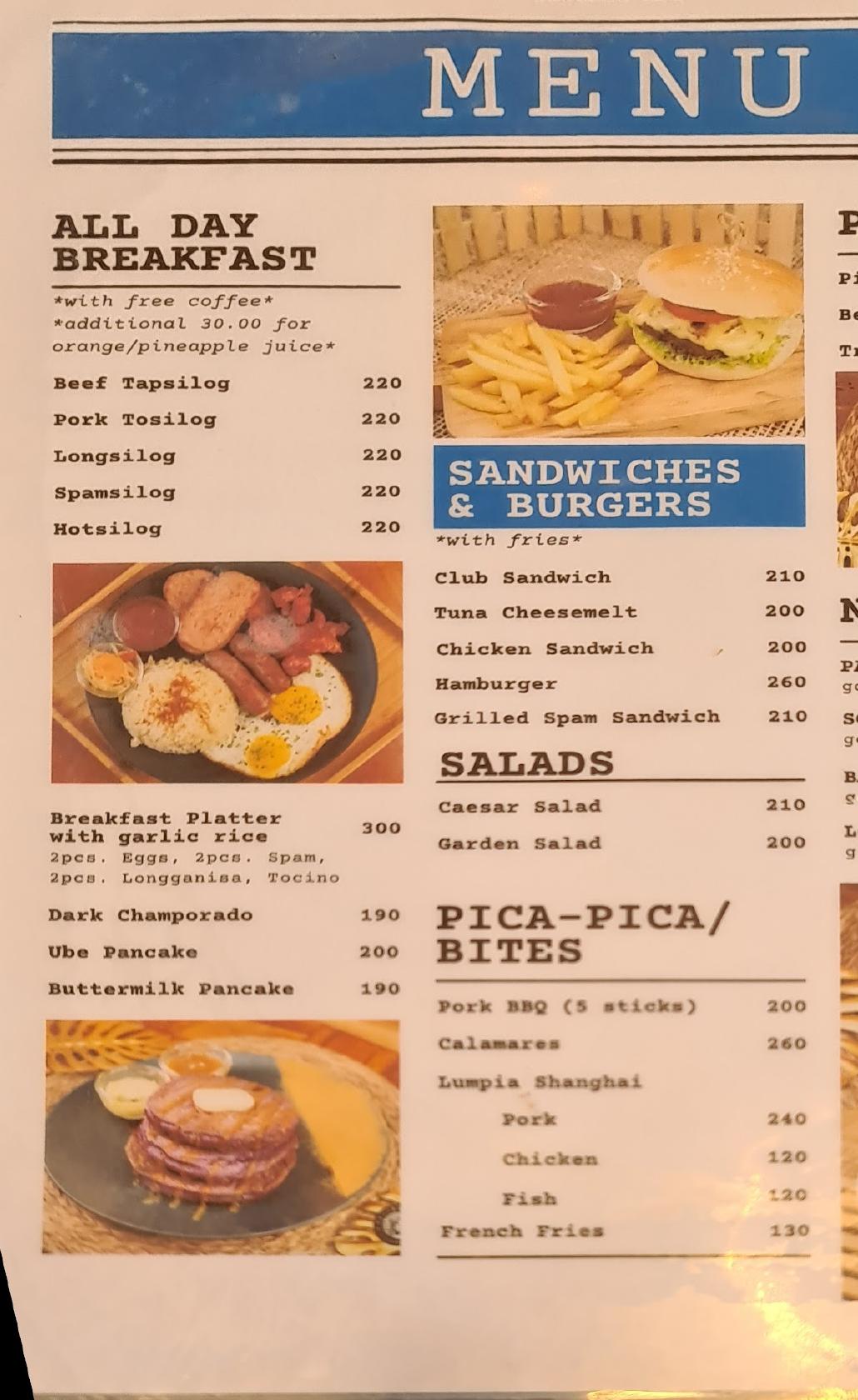 Menu at Project Moi Kitchen + Bar, Gingoog, P25C+P8