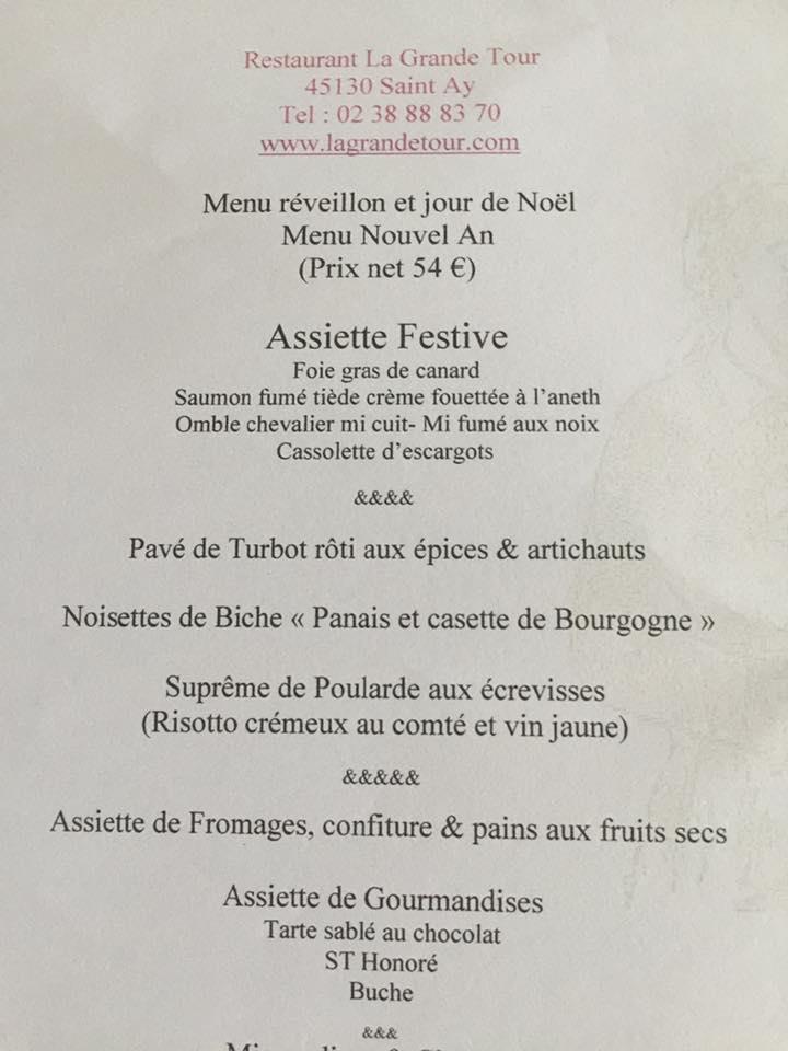 Carta de Restaurant La Grande Tour, Francia