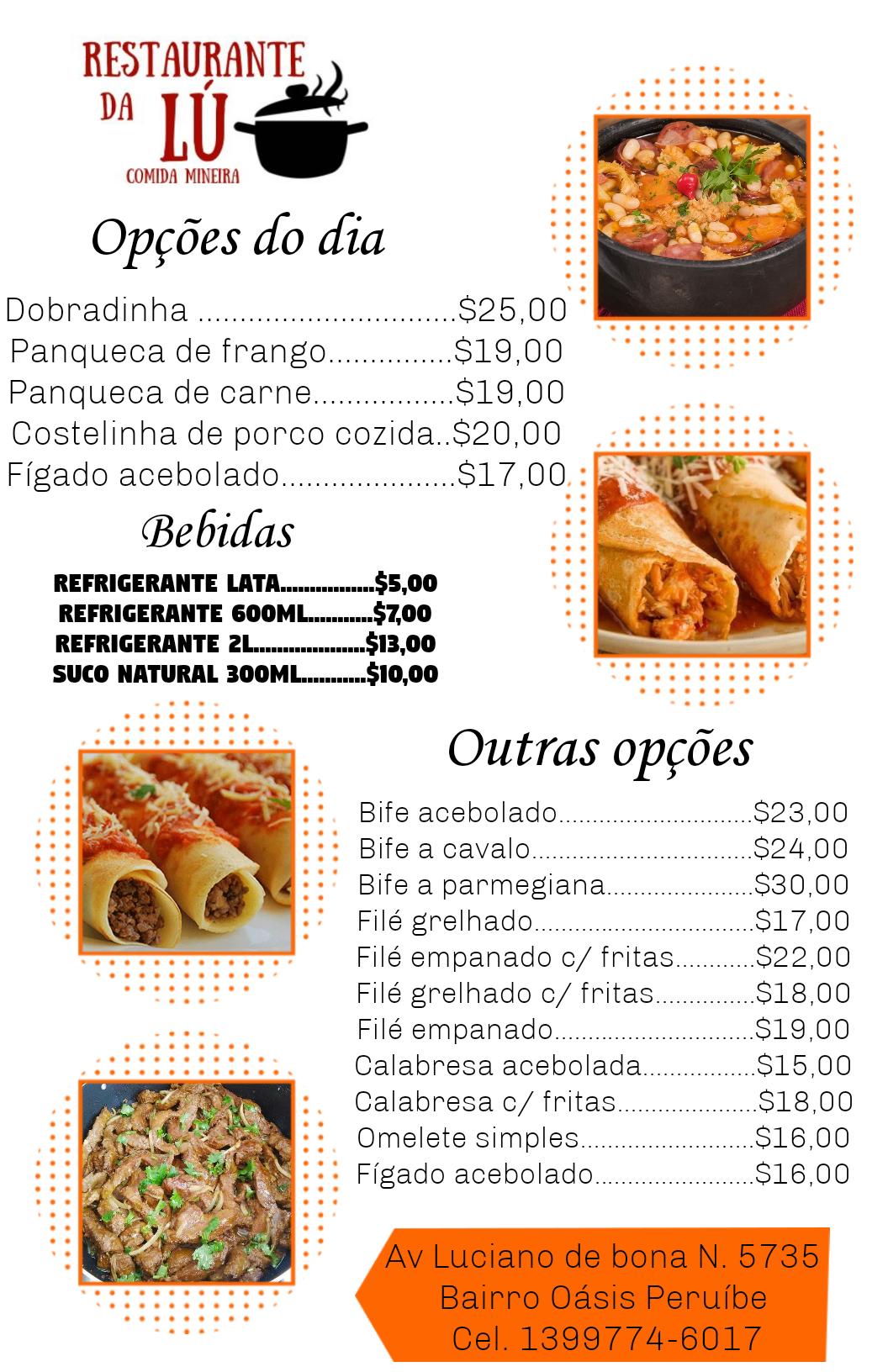 Menu at Restaurante da Lu, Peruíbe