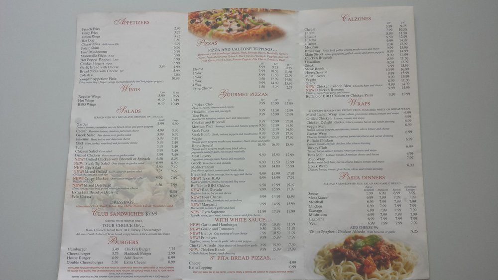 Menu at Fairfield House of Pizza pizzeria, Fairfield, 207 Main St
