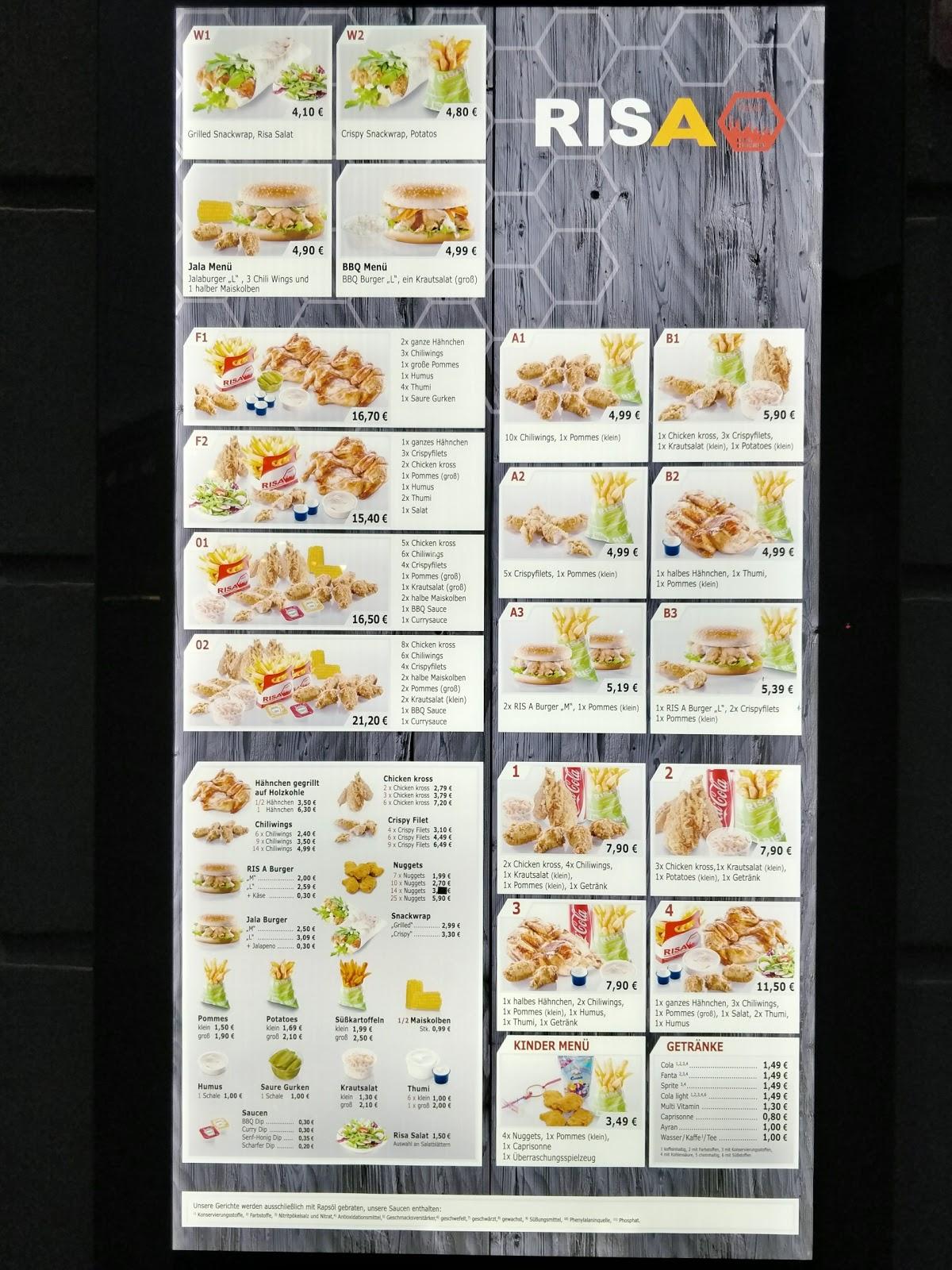 Speisekarte von RISA Chicken restaurant, Berlin, Schönhauser Allee 45