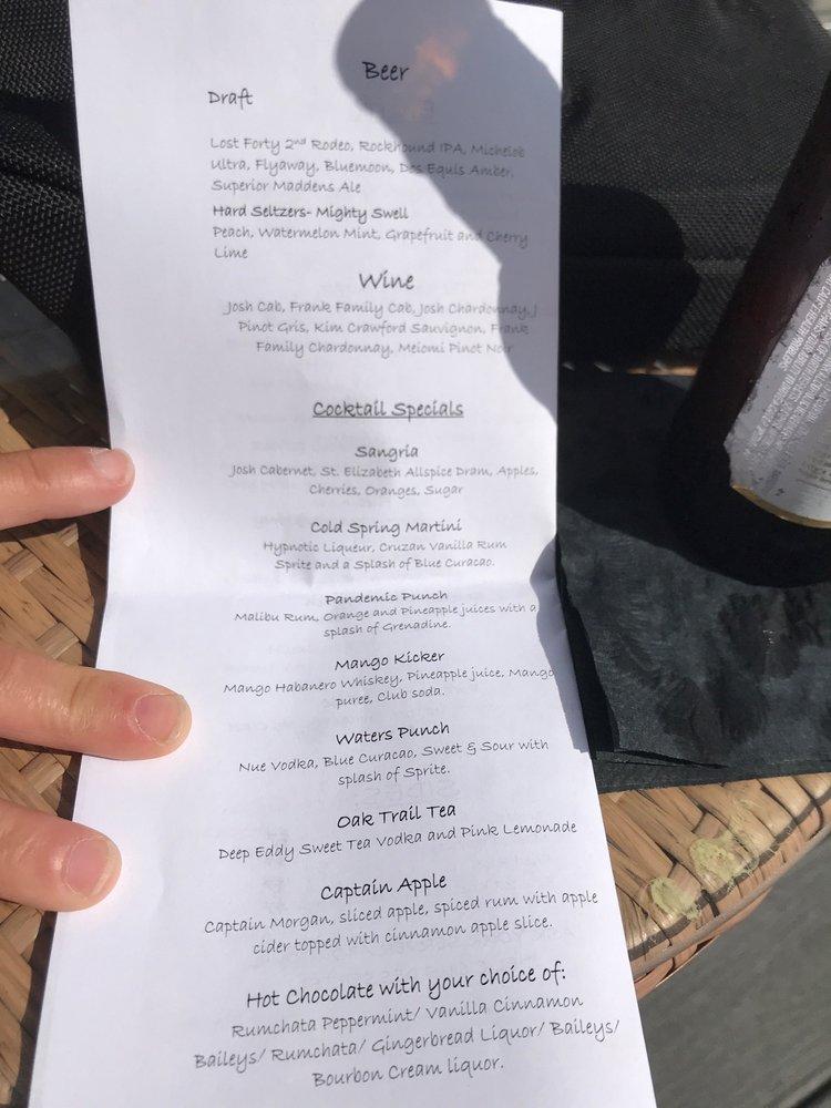 Menu at The Rooftop Bar, Hot Springs