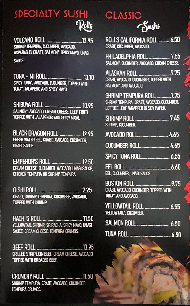 Menu at Volcano Express Japanese Grill & Sushi restaurant, Chicago