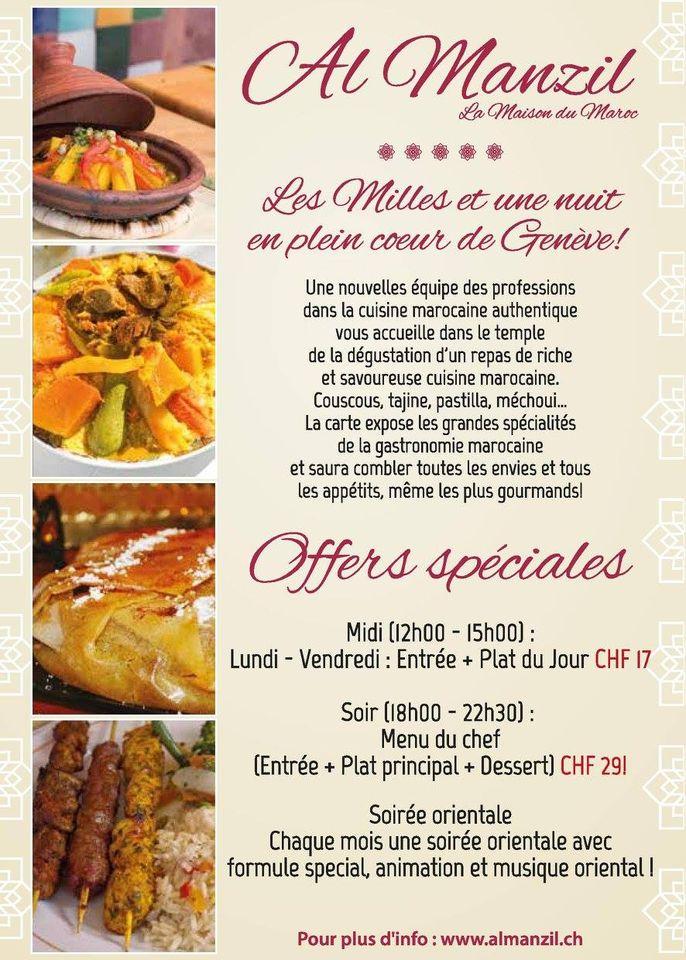 Menu da Al Manzil, Ginevra