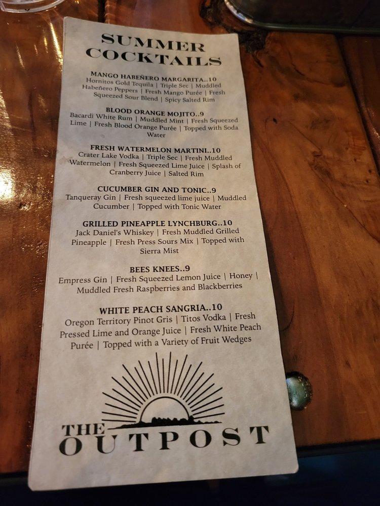 Menu at Backside Brewing Co. Outpost restaurant, Sutherlin