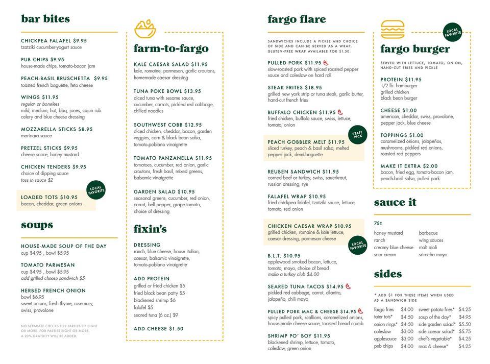 Menu at Fargo Bar & Grill, Aurora