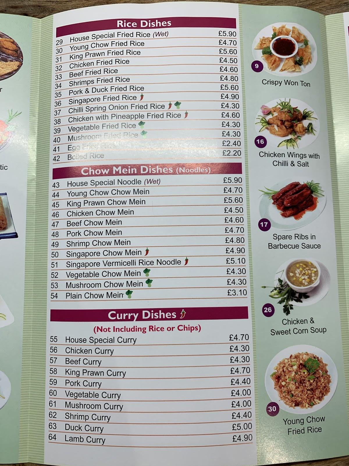 Menu at Fown Lin fast food, Burntwood