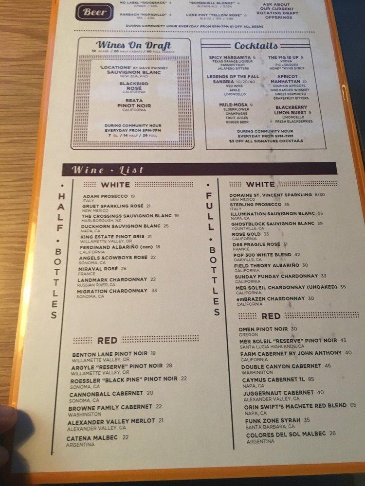 Menu at Local Foods - The Heights restaurant, Houston, 714 Yale St