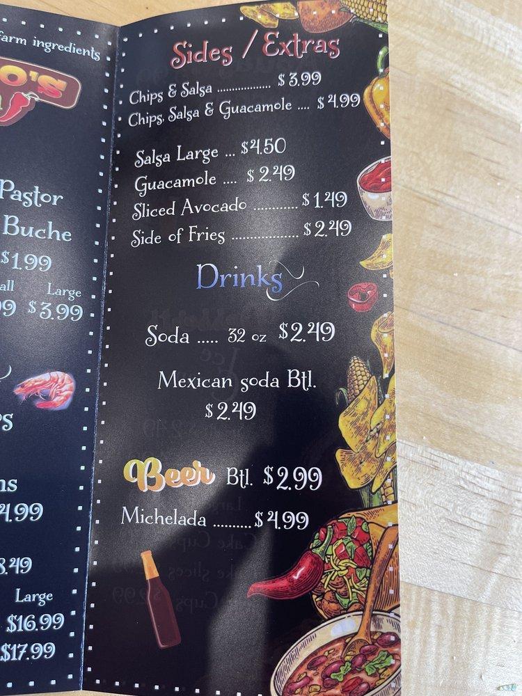 Menu at Maximo's Taqueria visalia restaurant, Visalia