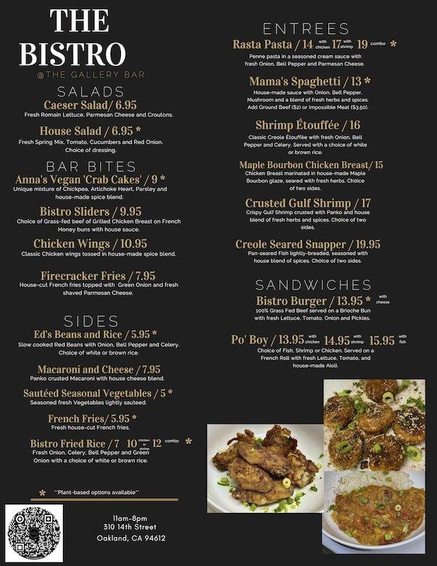 Menu at The Bistro restaurant, Oakland, 310 14th St