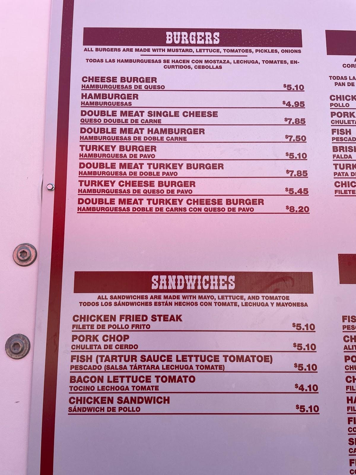 Menu at DnB chuckwagon restaurant, Manor, 106w E Parsons St