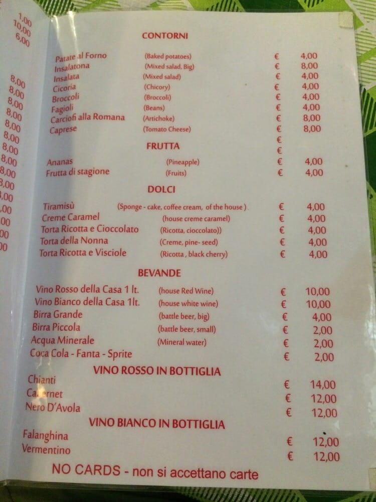 Menu da Da Tonino - Trattoria Bassetti ristorante, Roma